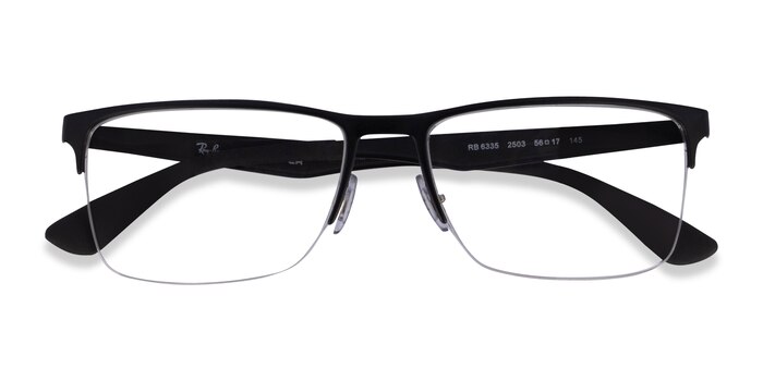 Ray-Ban RB6335 - Rectangle Matte Black Frame Eyeglasses | Eyebuydirect ...