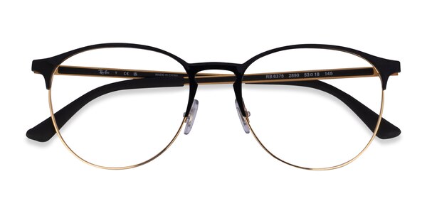 Ray-Ban RB6375 - Round Gold Black Frame Eyeglasses | Eyebuydirect Canada
