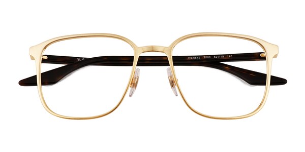 Ray-Ban RB6512 - Square Brushed Gold Frame Eyeglasses | Eyebuydirect Canada