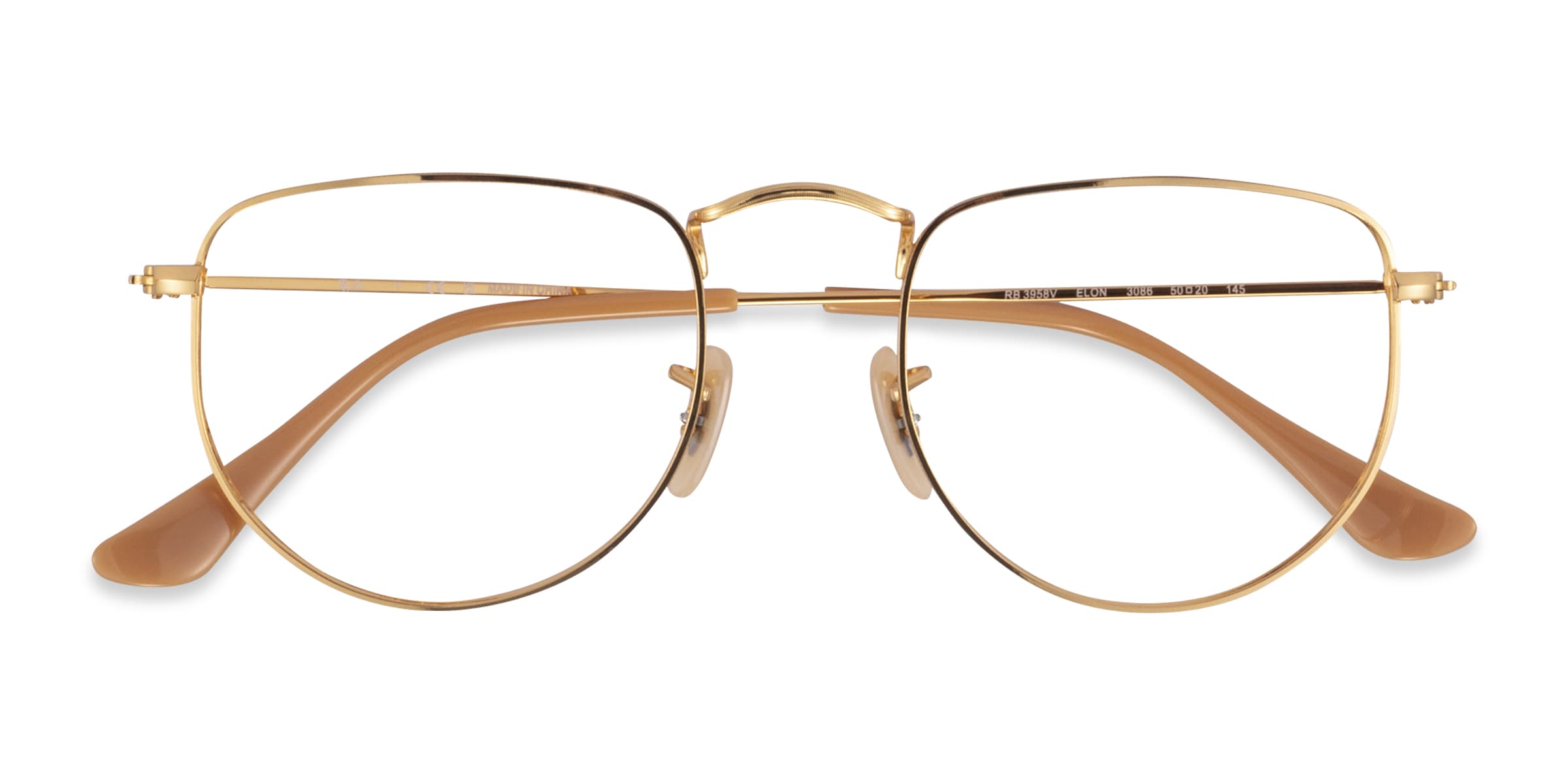 Ray-Ban RB3958V Elon - Geometric Shiny Gold Frame Eyeglasses ...