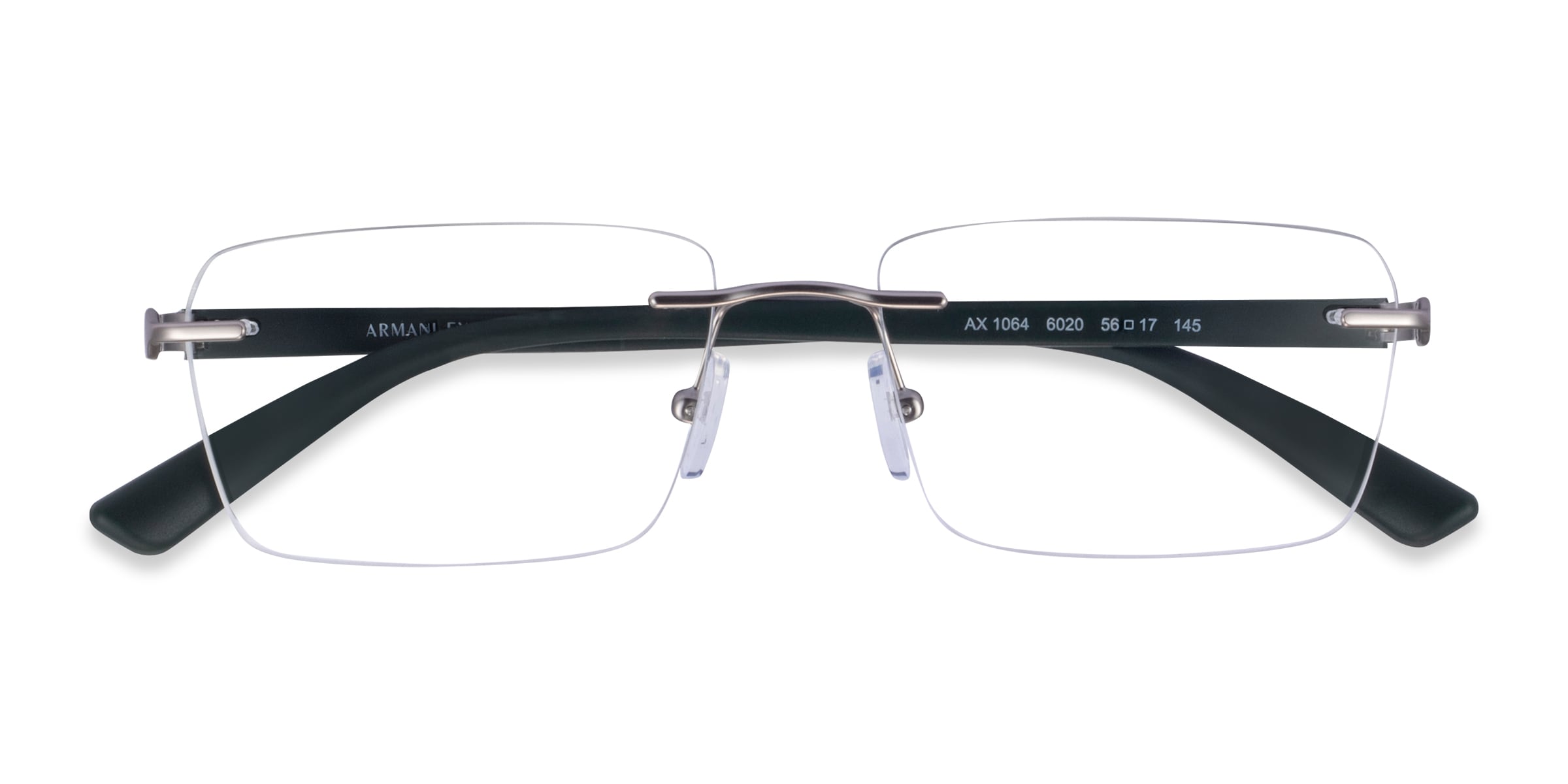 Armani Exchange AX1064 - Rectangle Matte Silver Frame Eyeglasses ...