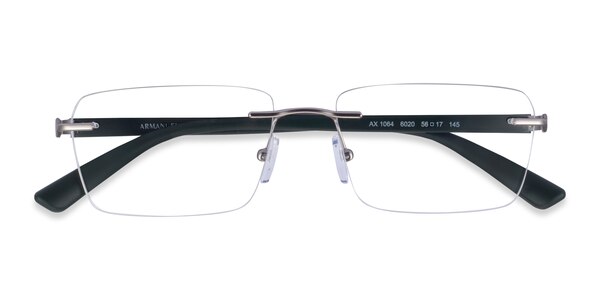 Armani Exchange AX1064 - Rectangle Matte Silver Frame Eyeglasses ...