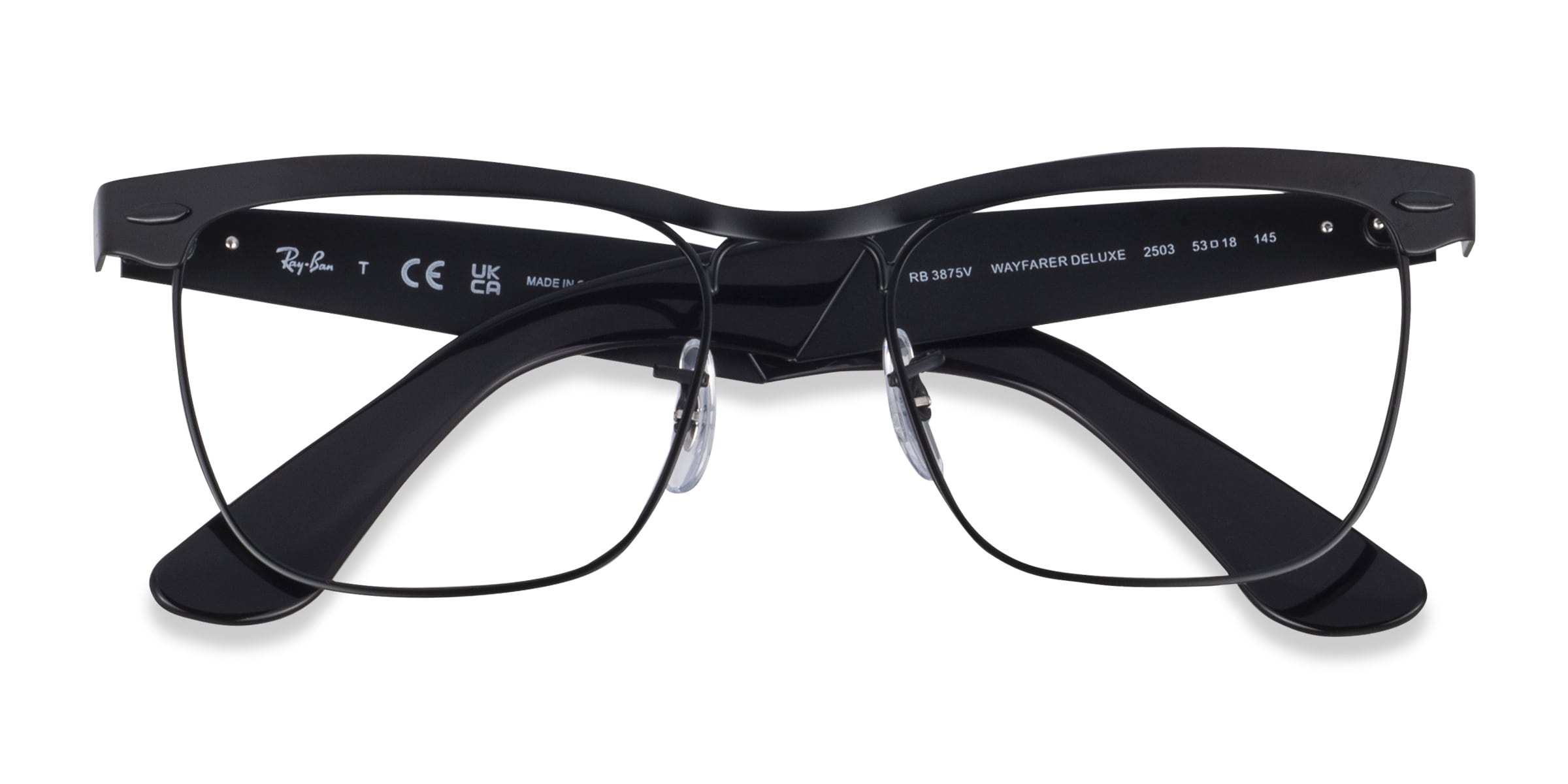 Ray-Ban RB3875V Wayfarer Deluxe - Wayfarer Black Frame Glasses For Men ...