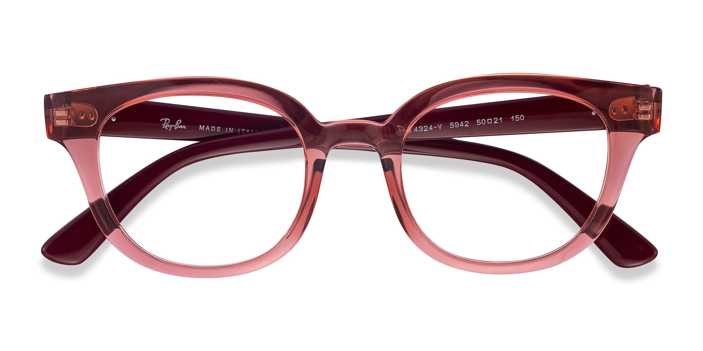 Ray-Ban RB4324V - Square Clear Pink Frame Glasses For Women ...