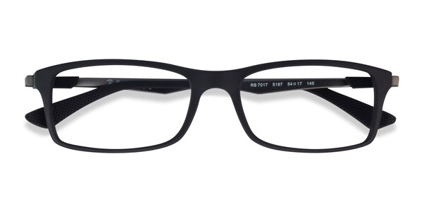 Ray-Ban RB7017 - Rectangle Black Green Gunmetal Frame Eyeglasses ...