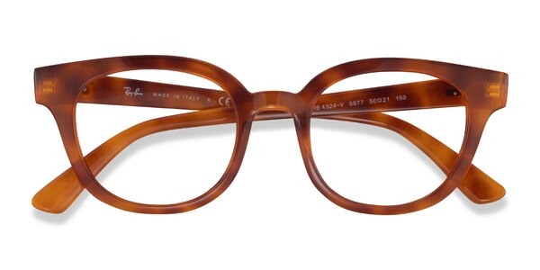 Ray-Ban RB4324V - Square Light Tortoise Frame Eyeglasses | Eyebuydirect ...