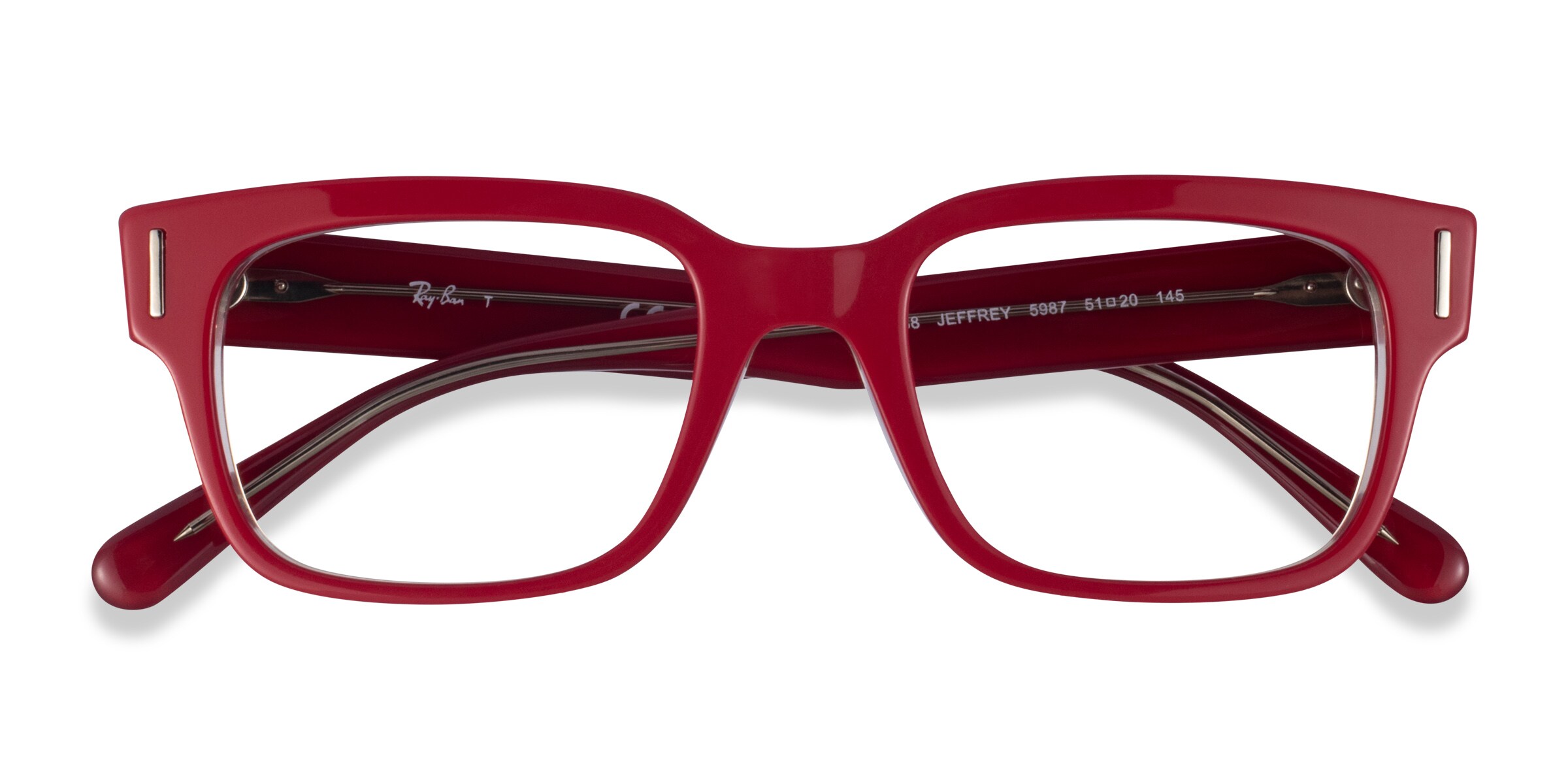 Ray-Ban Jeffrey - Rectangle Light Red Frame Glasses For Men | Eyebuydirect