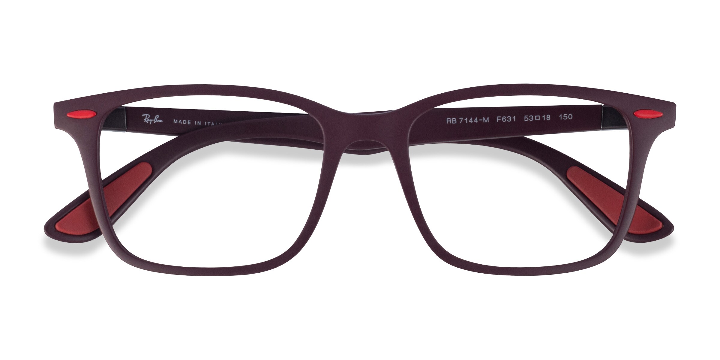 Ray-Ban RB7144M - Square Dark Burgundy Frame Eyeglasses | Eyebuydirect ...