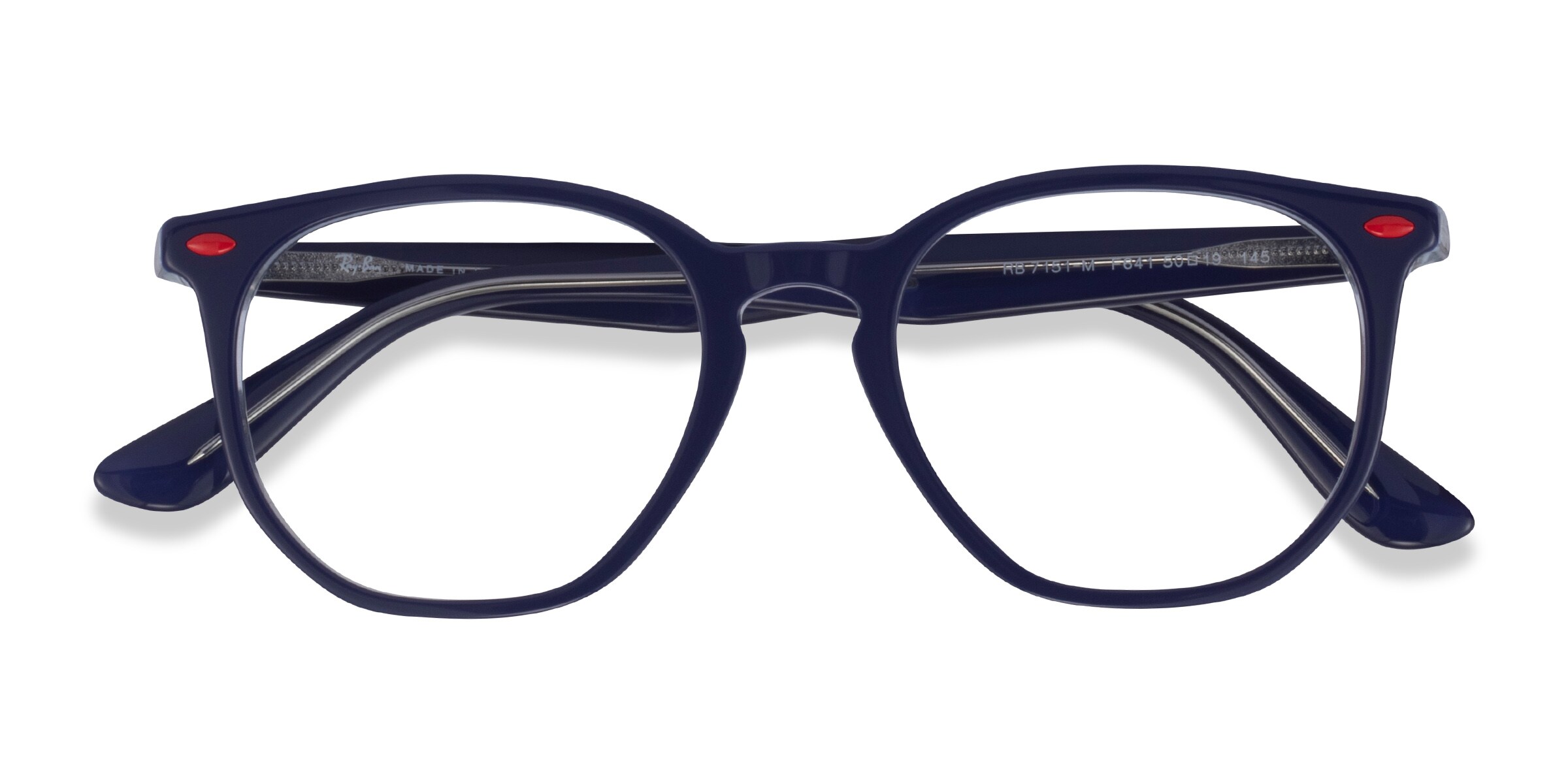 Ray-Ban RB7151M - Geometric Blue & Clear Frame Eyeglasses ...