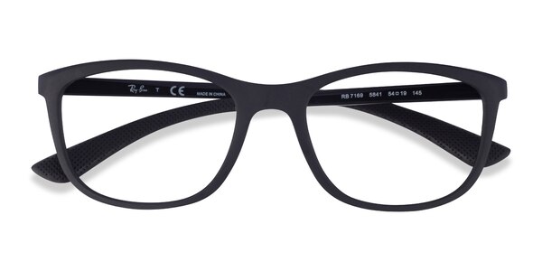 Ray-Ban RB7169 - Rectangle Matte Black Frame Eyeglasses | Eyebuydirect ...
