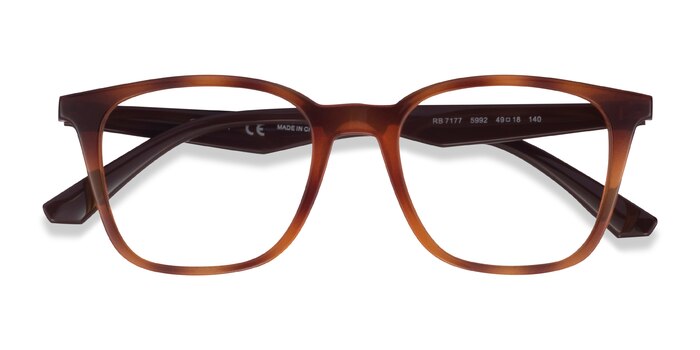 Ray-Ban RB7177 - Square Tortoise Brown Frame Eyeglasses | Eyebuydirect