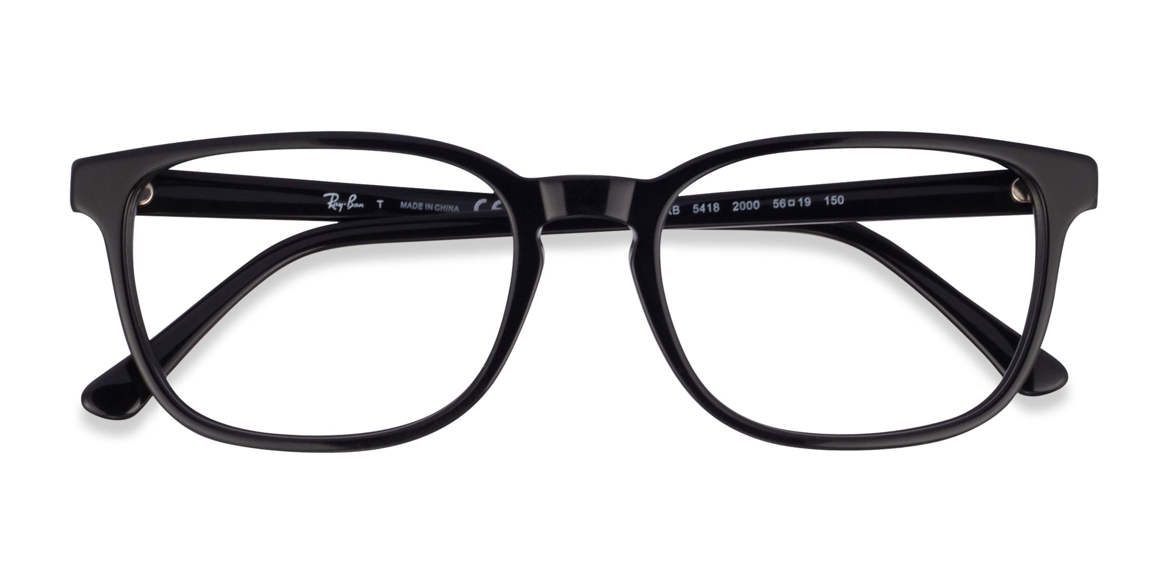 Ray-Ban RB5418 - Rectangle Black Frame Eyeglasses | Eyebuydirect