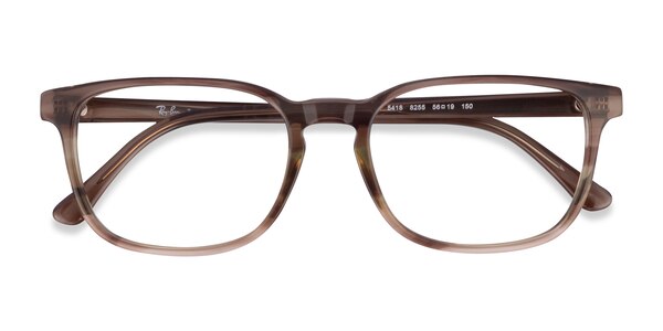 Ray-Ban RB5418 - Rectangle Striped Brown Green Frame Eyeglasses ...