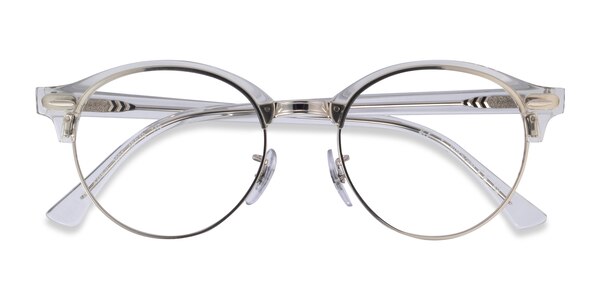 Ray-Ban RB4246V Clubround - Browline White Transparent Frame Eyeglasses ...