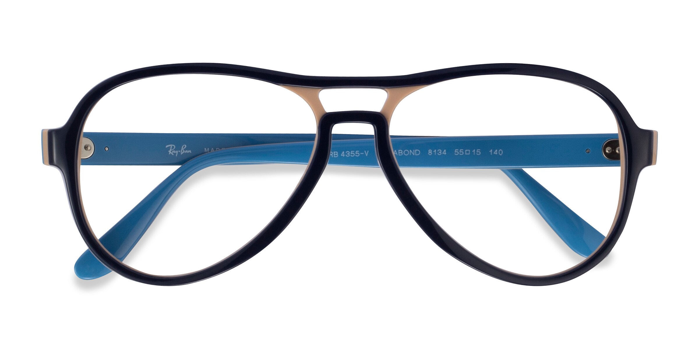 Ray-Ban RB4355V Vagabond - Aviator Blue Light Brown Frame Eyeglasses ...