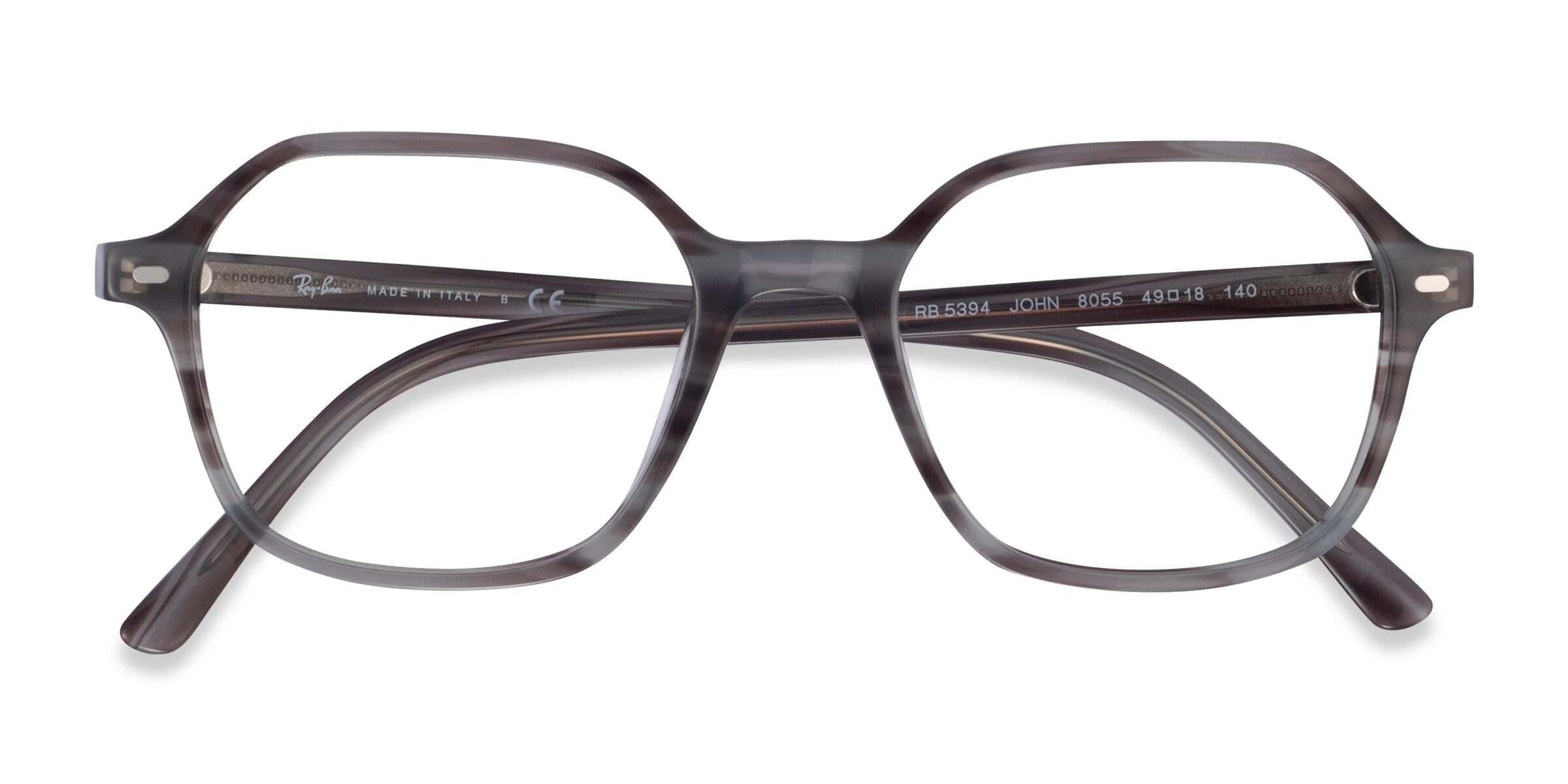 Ray-Ban RB5394 John - Square Striped Gray Frame Eyeglasses | Eyebuydirect