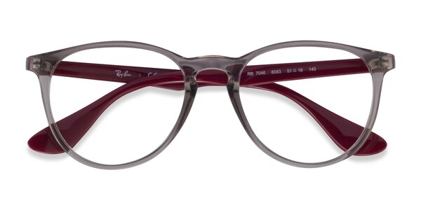 Ray-Ban RB7046 - Round Transparent Gray Frame Glasses For Women ...
