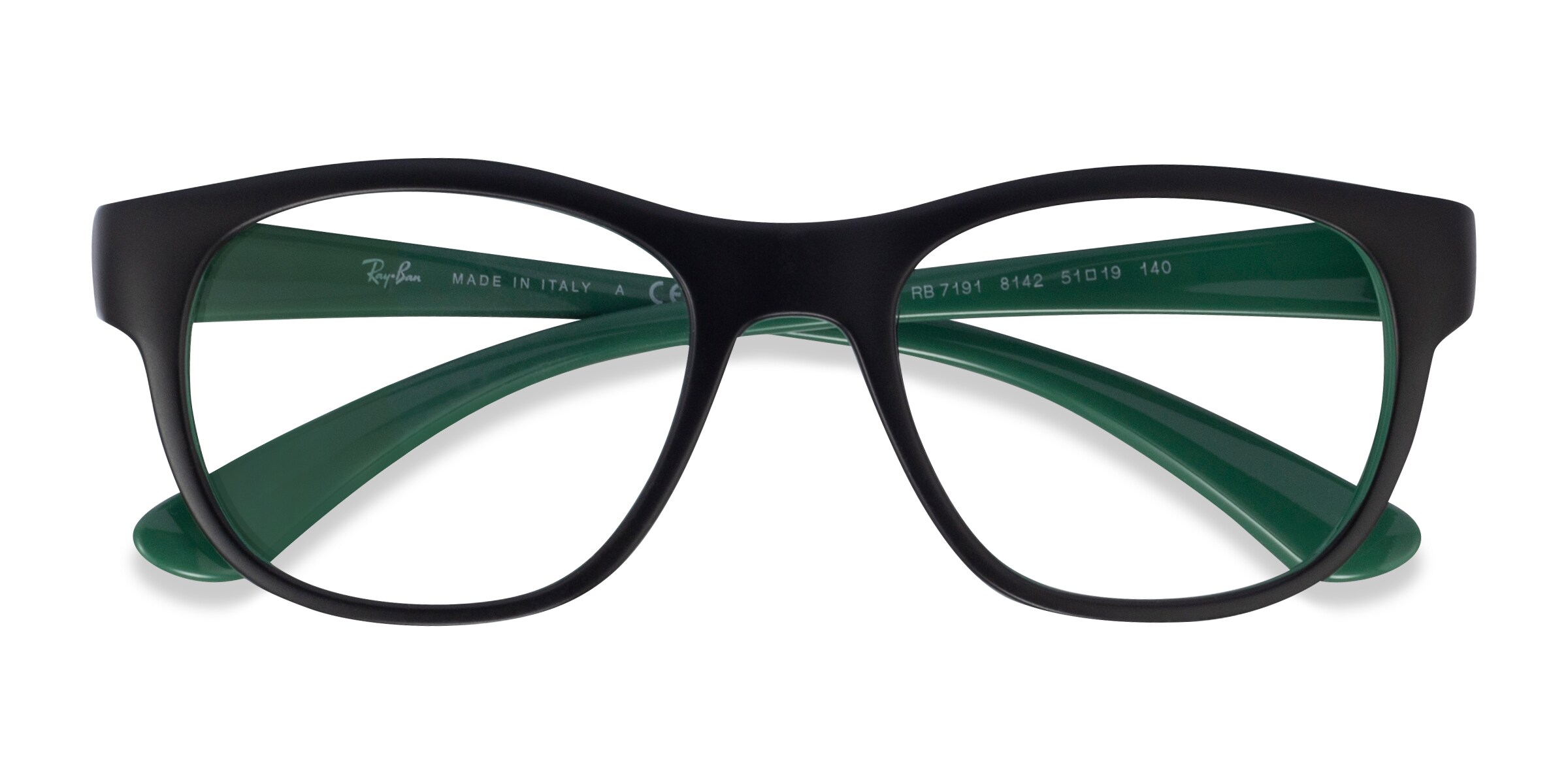 Ray-Ban RB7191 - Square Matte Black On Green Frame Eyeglasses ...