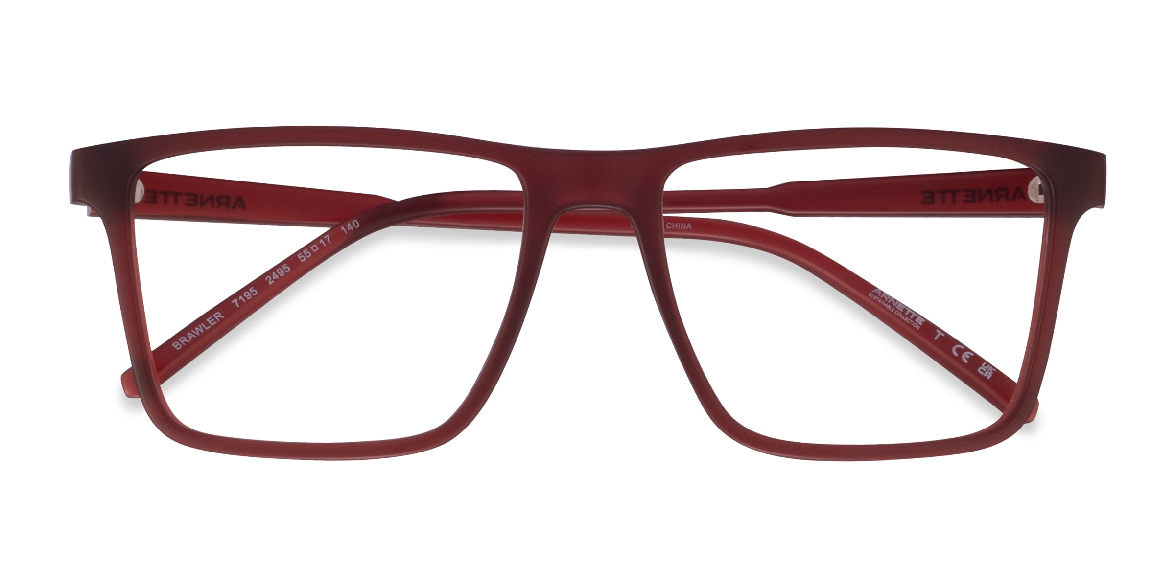 ARNETTE Brawler - Square Matte Red Frame Eyeglasses | Eyebuydirect