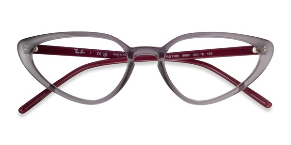 Ray-Ban RB7188 - Cat Eye Transparent Gray Frame Glasses For Women ...