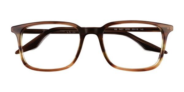 Ray-Ban RB5421 - Rectangle Striped Brown Frame Eyeglasses ...