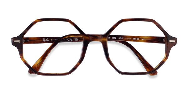 Ray-Ban RB5472 Britt - Square Striped Tortoise Frame Eyeglasses ...