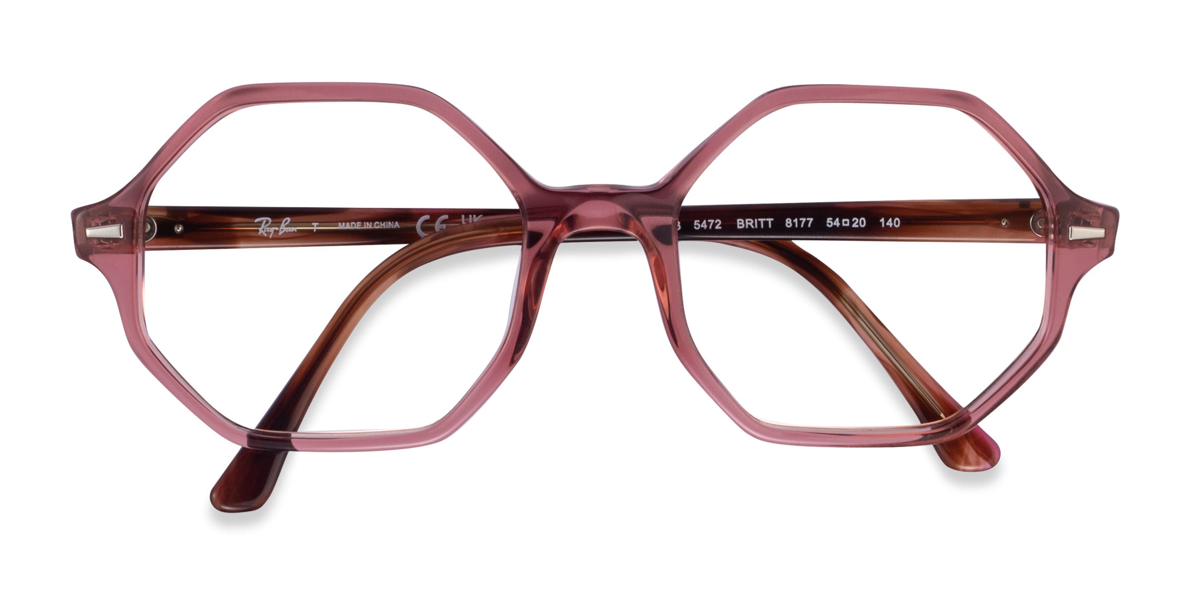 Ray-Ban RB5472 Britt - Square Transparent Pink Frame Glasses For Women ...