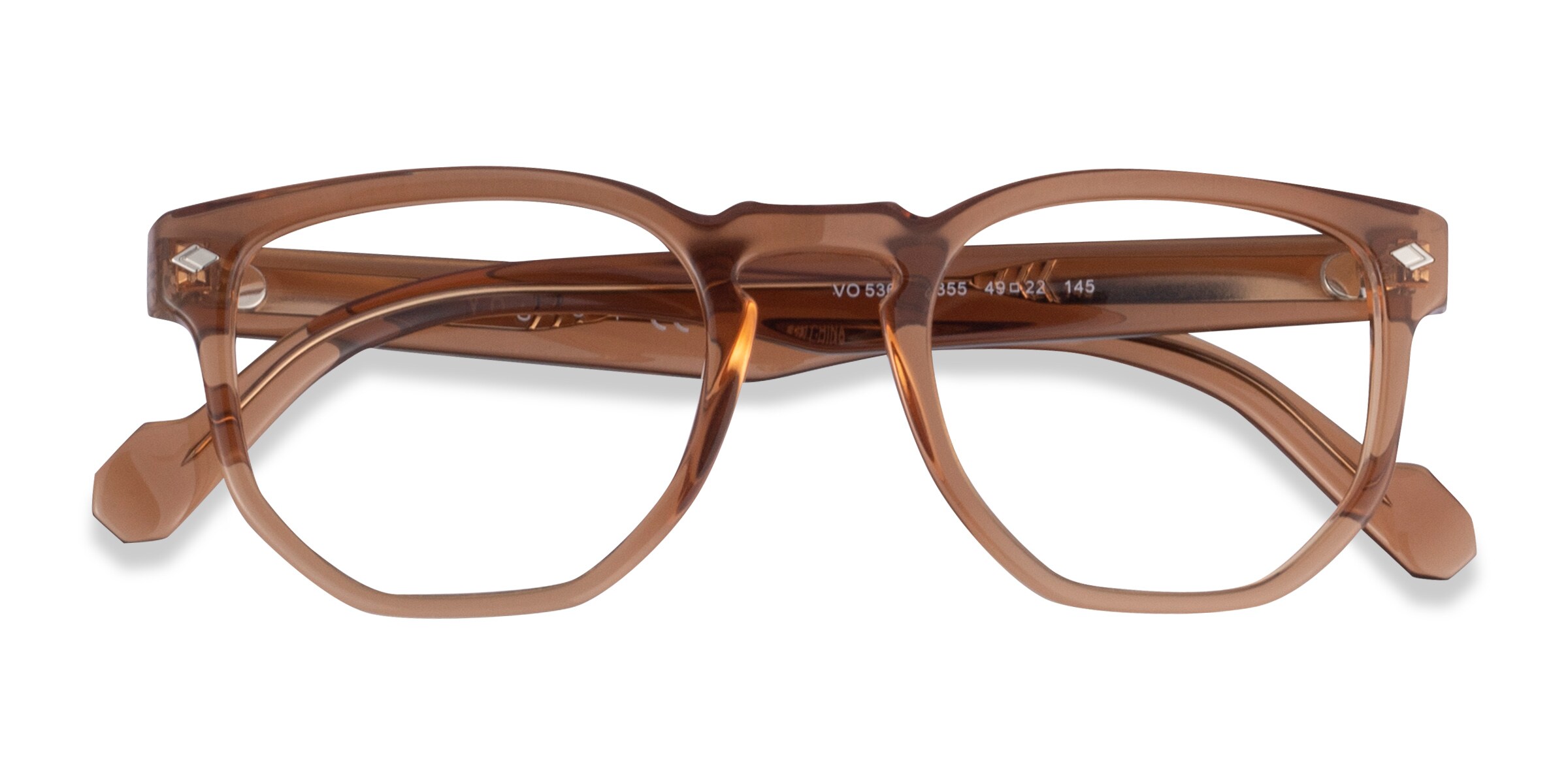 Vogue Eyewear VO5360 - Geometric Transparent Brown Frame Eyeglasses ...