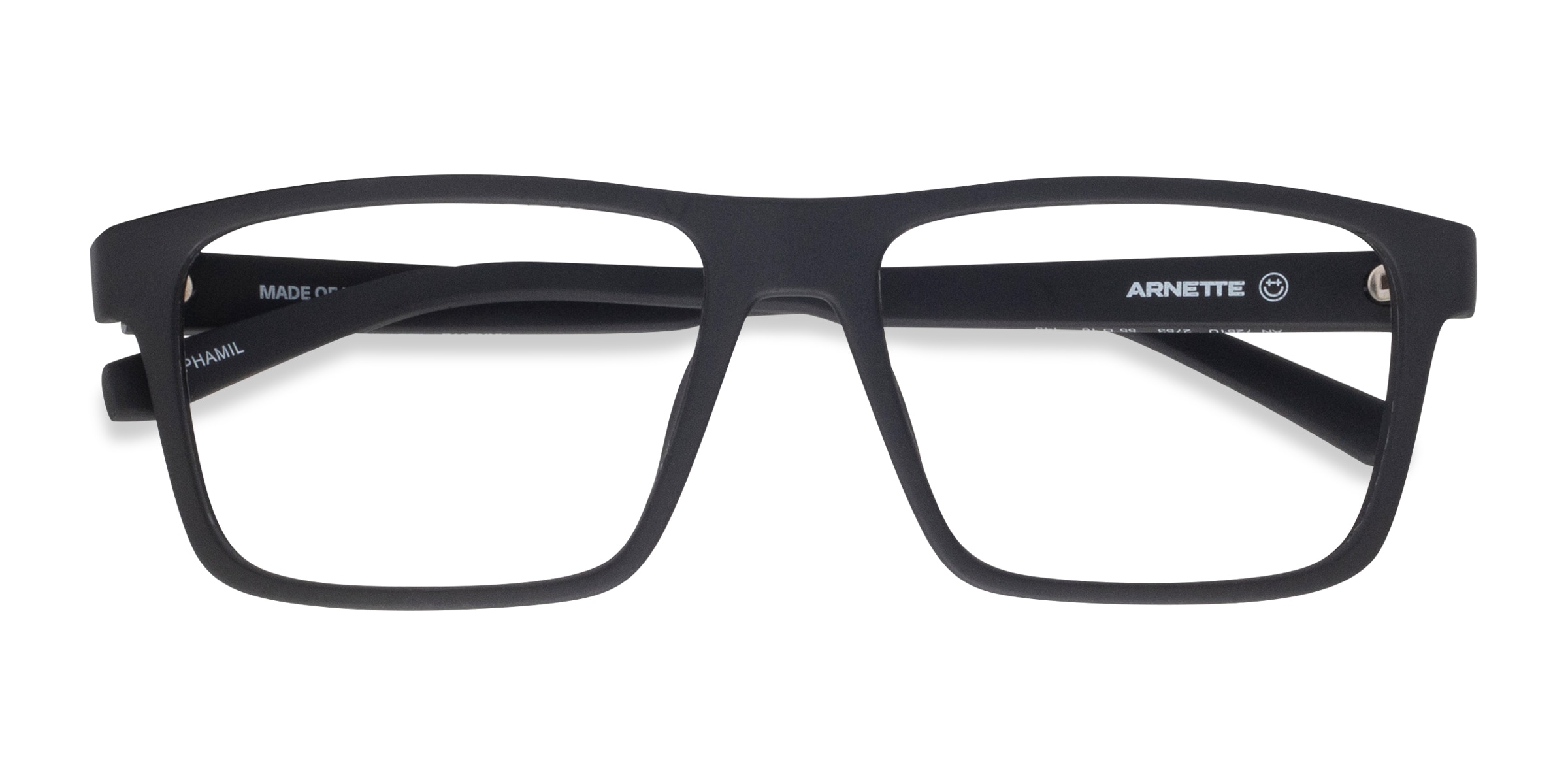 ARNETTE Phamil - Square Matte Black Frame Glasses For Men ...