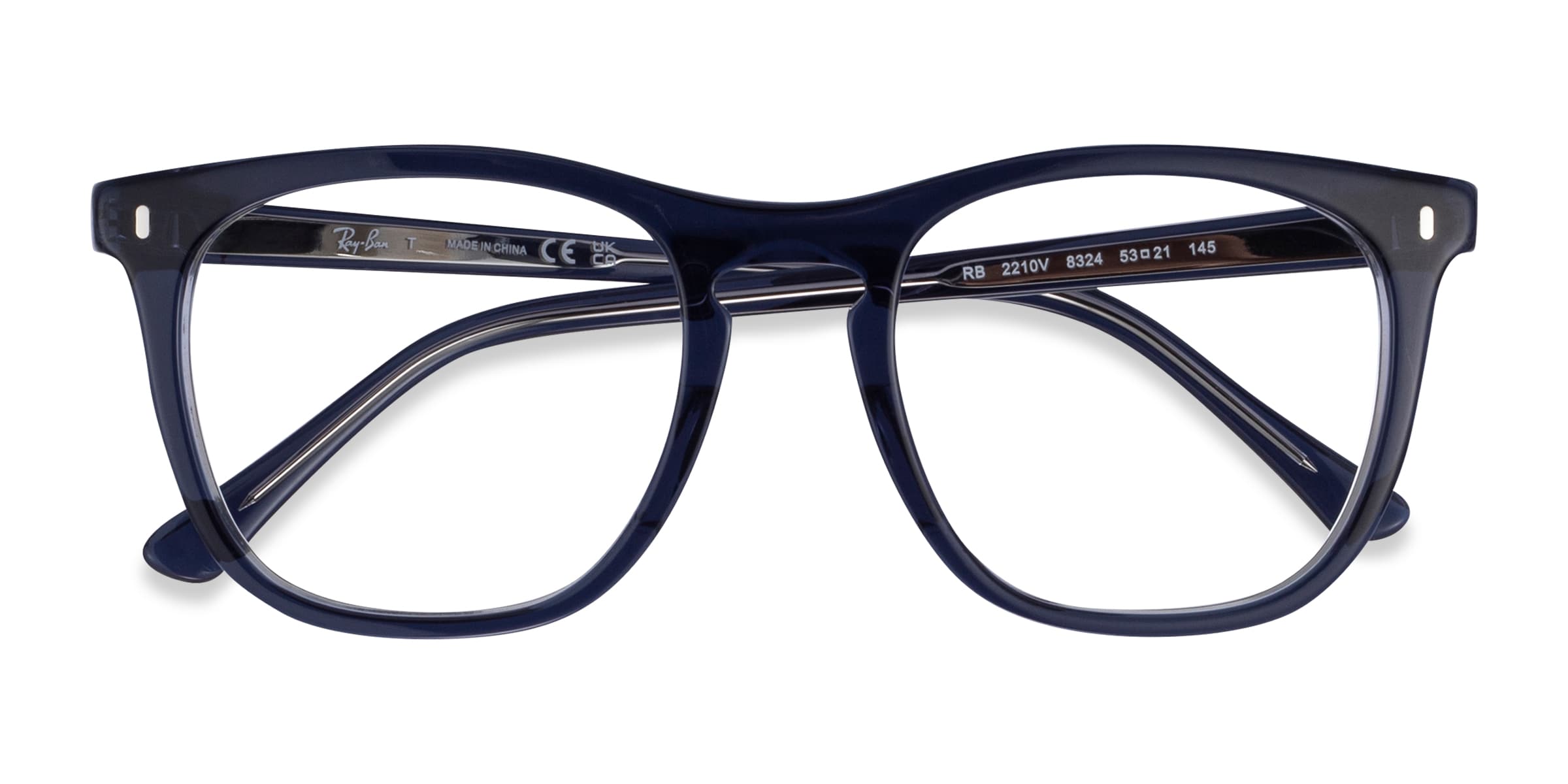 Ray-Ban RB2210V - Square Clear Navy Frame Eyeglasses | Eyebuydirect Canada