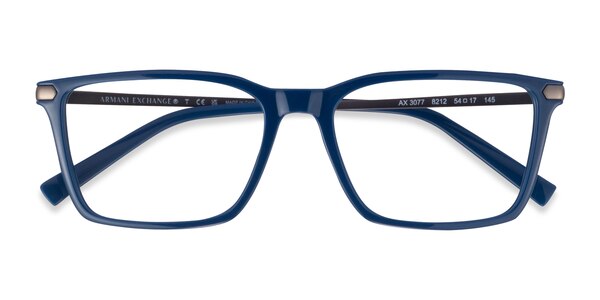 Armani Exchange AX3077 - Rectangle Blue Frame Eyeglasses | Eyebuydirect ...