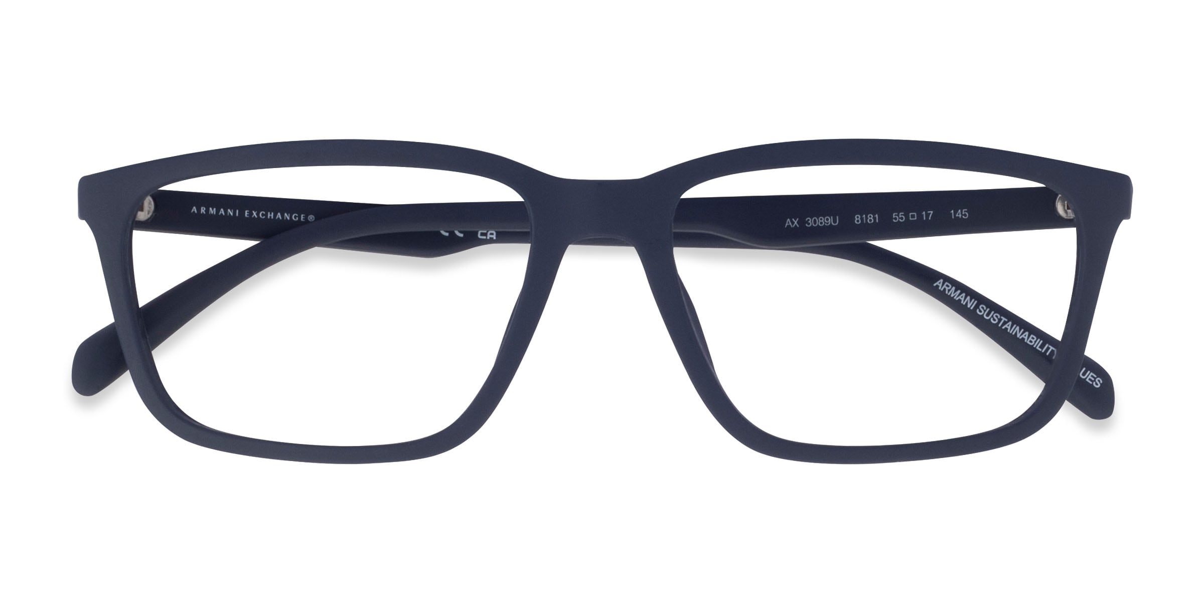 Armani Exchange AX3089U - Rectangle Matte Navy Frame Eyeglasses ...