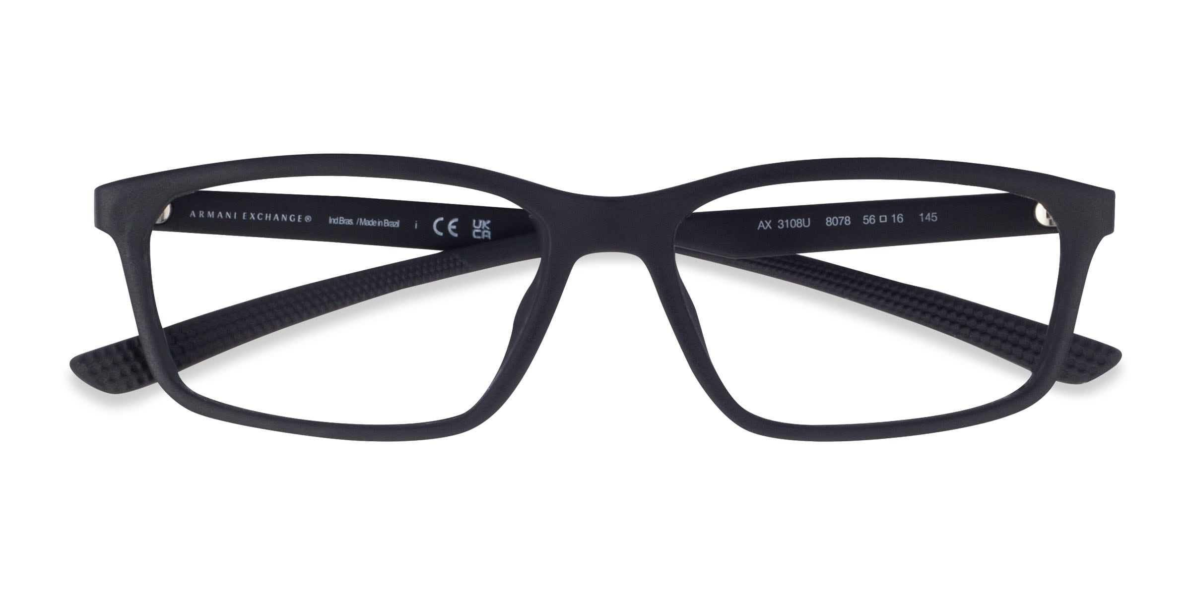 Armani Exchange AX3108U - Rectangle Matte Black Frame Eyeglasses ...