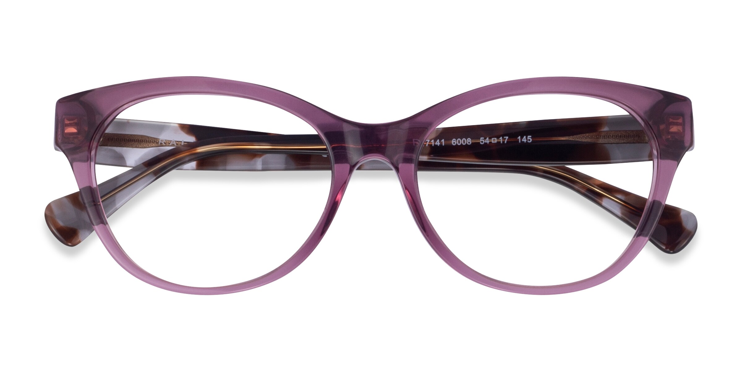 Ralph RA7141 - Cat Eye Shiny Transparent Purple Frame Glasses For Women ...
