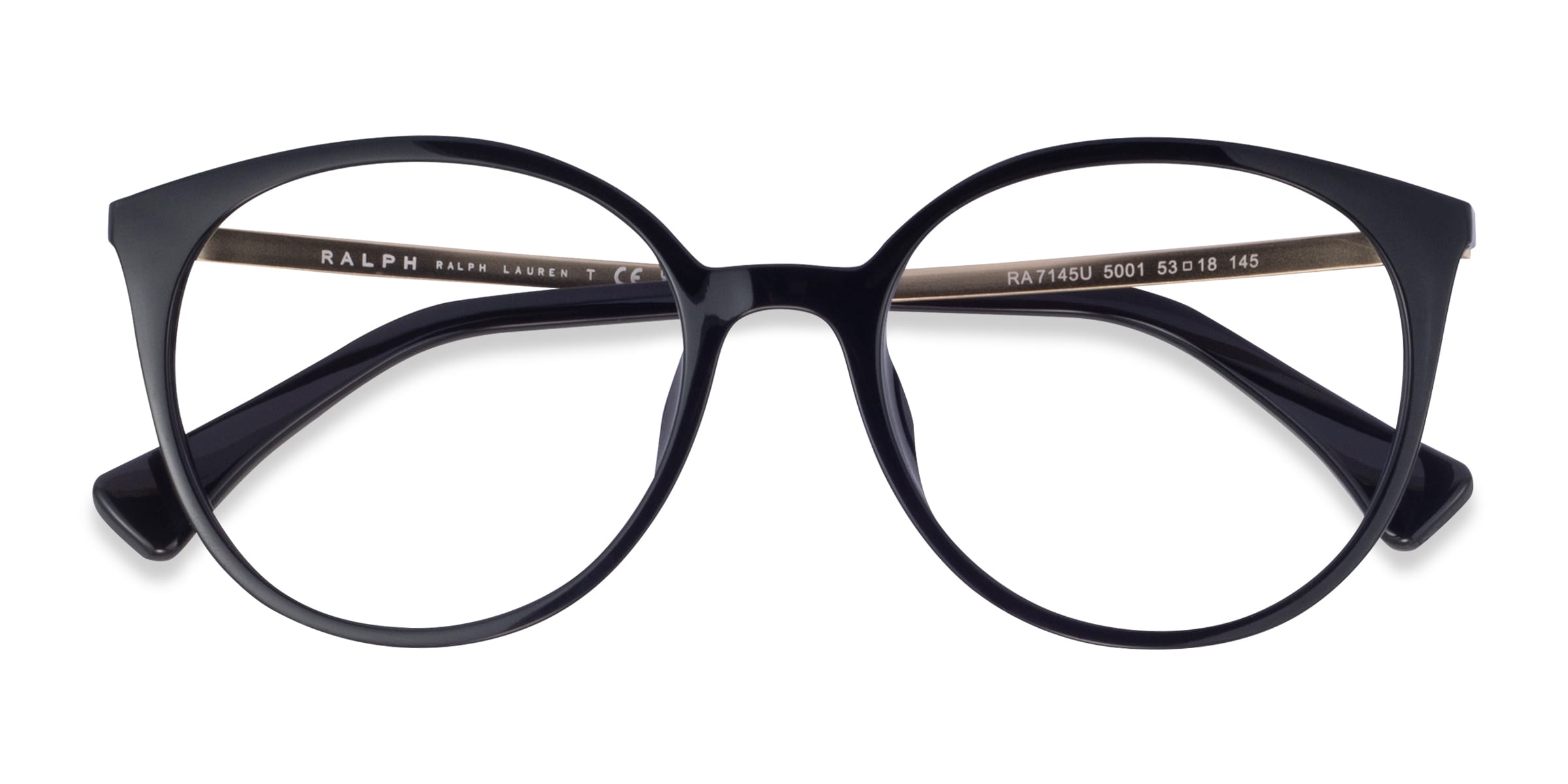 Ralph RA7145U - Round Shiny Black Frame Eyeglasses | Eyebuydirect