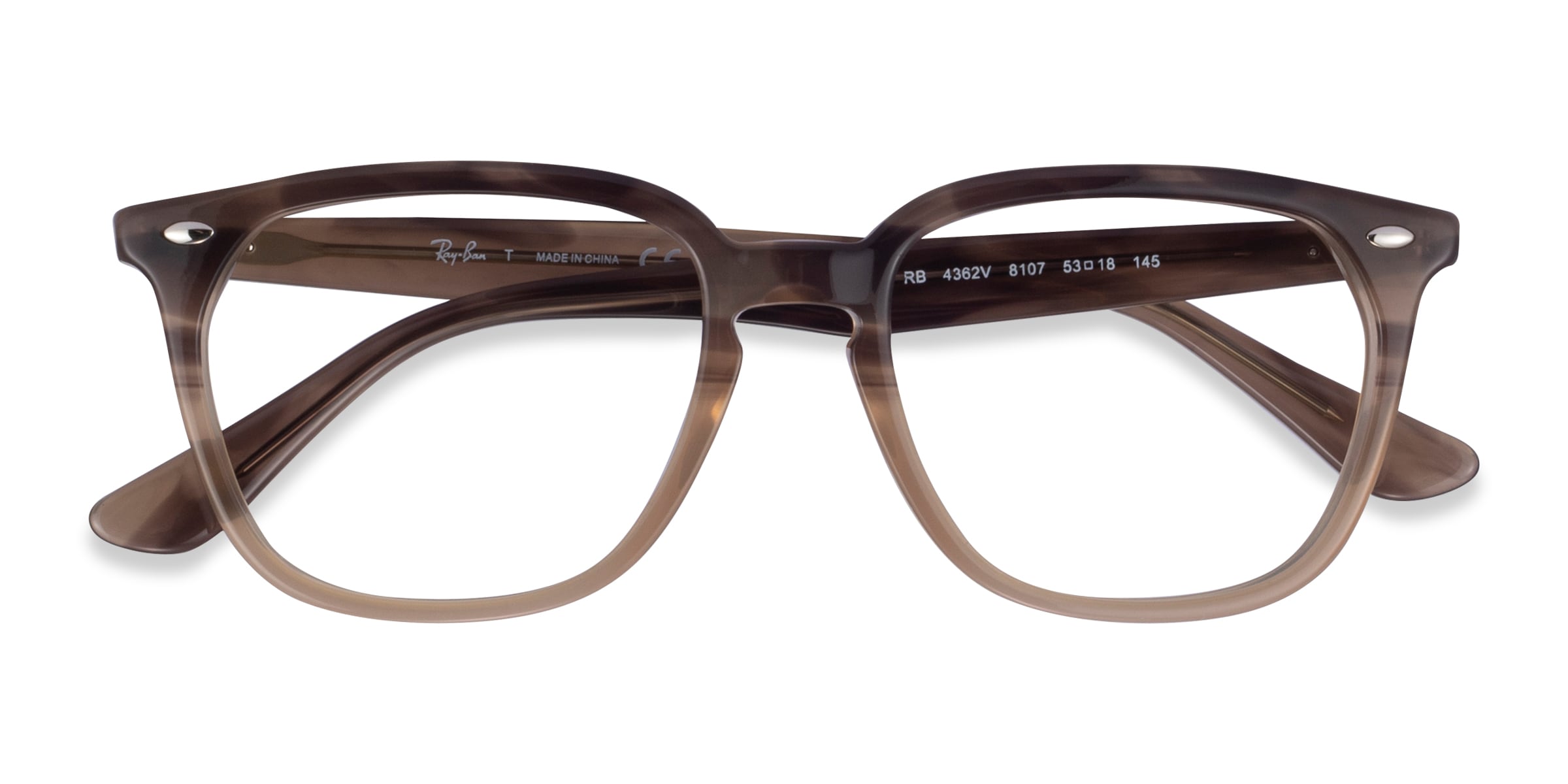 Ray-Ban RB4362V - Square Striped Brown Frame Eyeglasses | Eyebuydirect ...