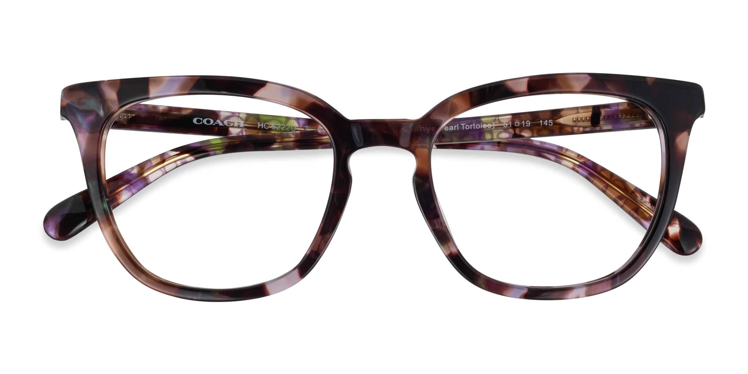 Coach HC6222U - Square Amethyst Pearl Tortoise Frame Glasses For Women ...