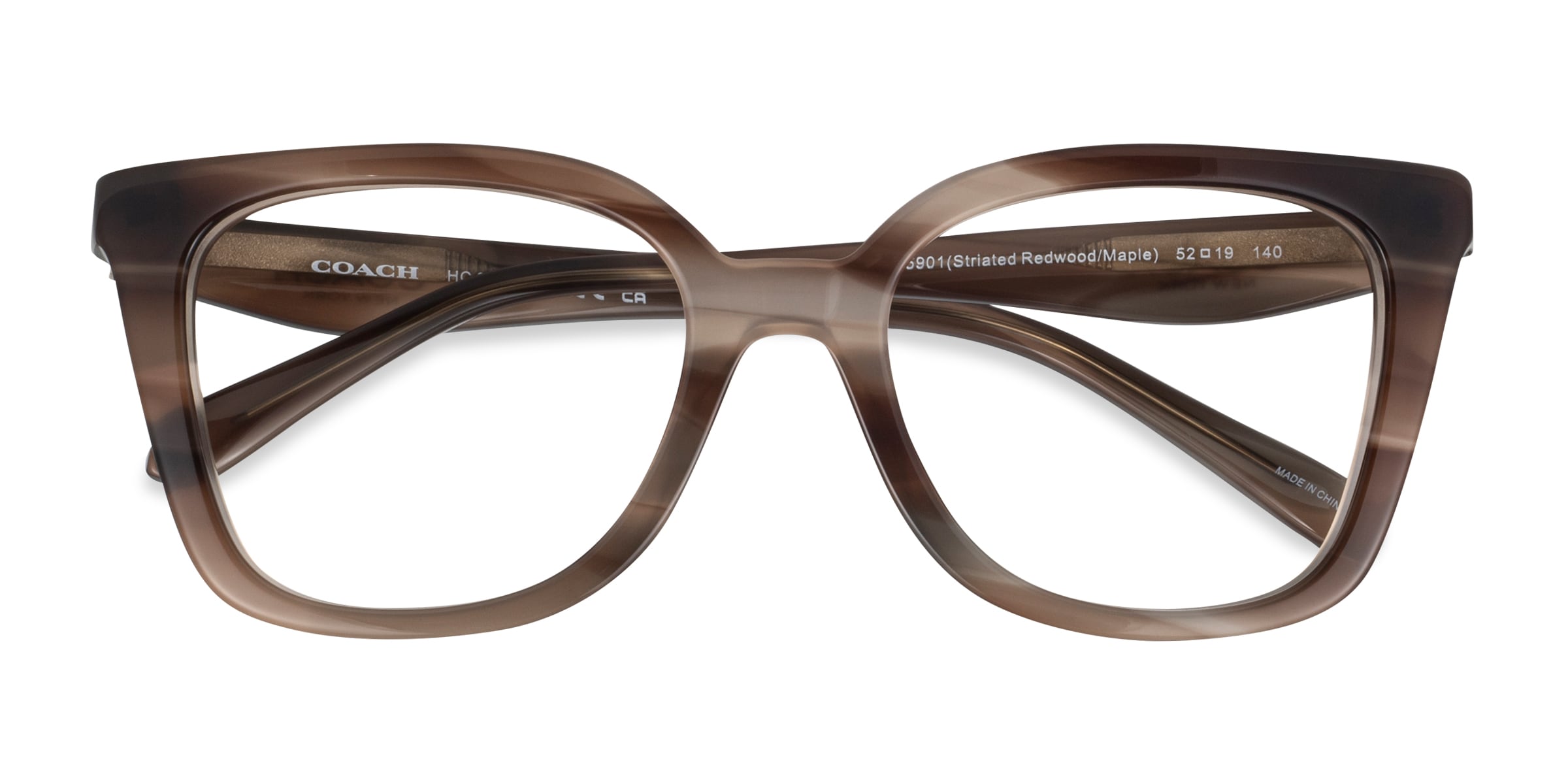 Coach HC6274U - Square Striated Redwood Maple Frame Glasses For Women ...