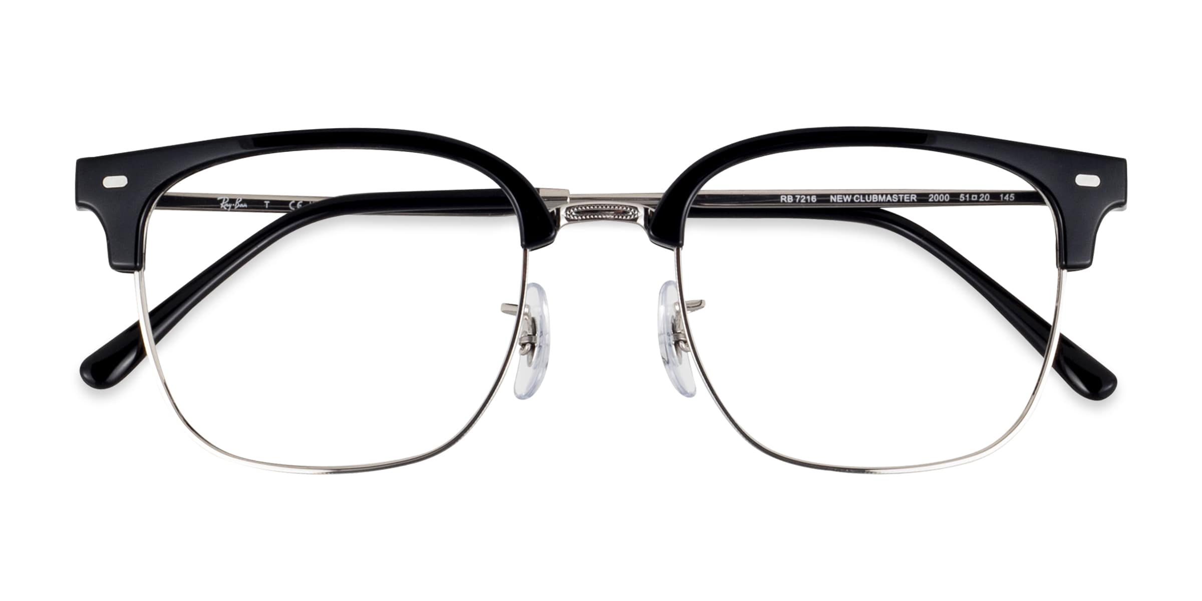 Ray-Ban RB7216 New Clubmaster - Browline Black Silver Frame Eyeglasses ...