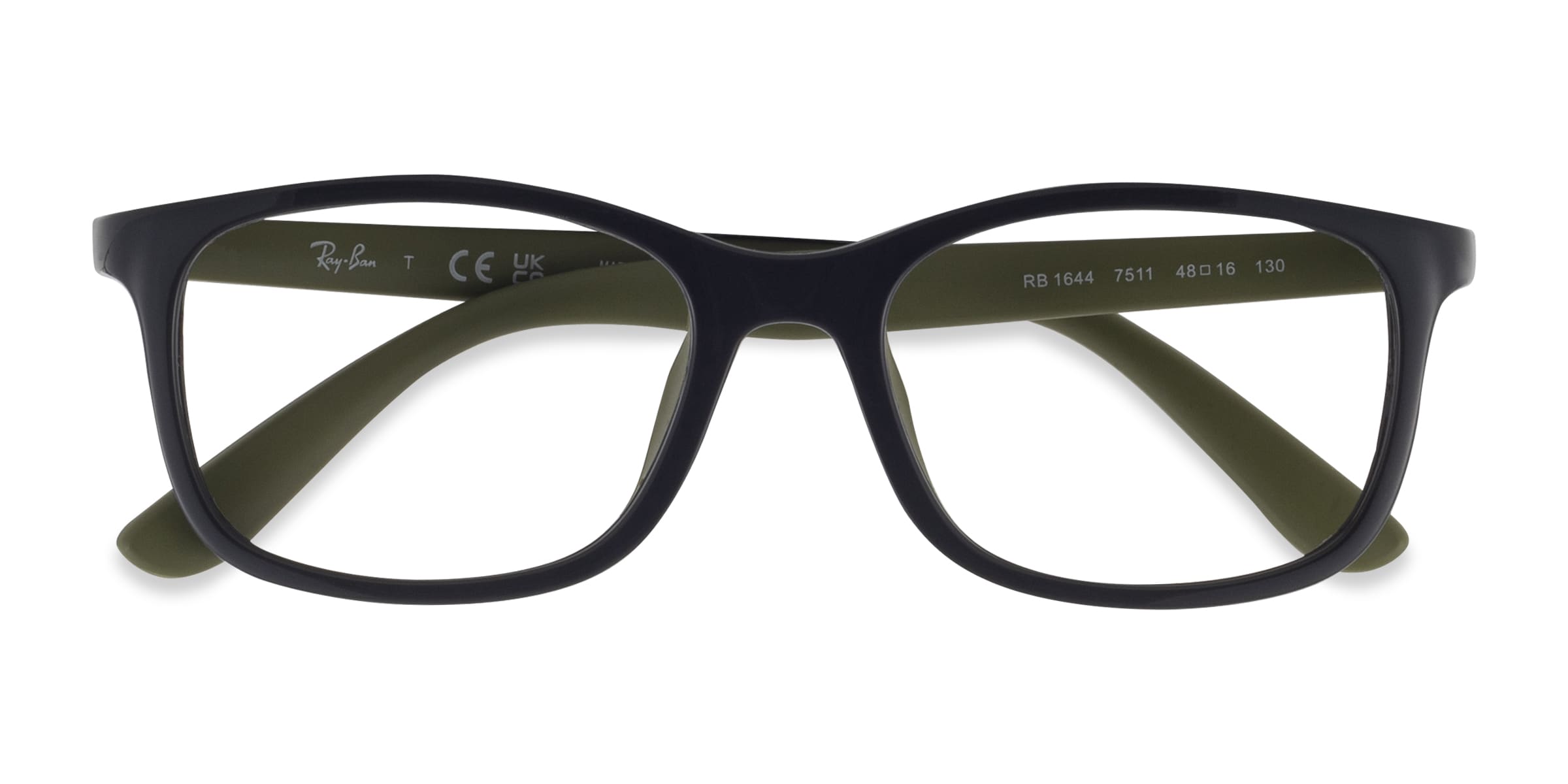 Ray-Ban RB1644 - Square Gray With Rubber Green Frame Eyeglasses ...