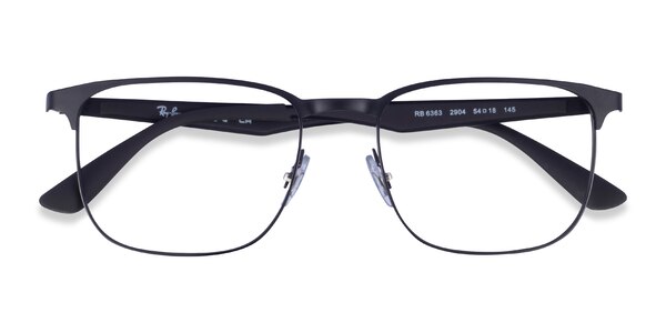 Ray-Ban RB6363 - Square Matte Black Frame Eyeglasses | Eyebuydirect
