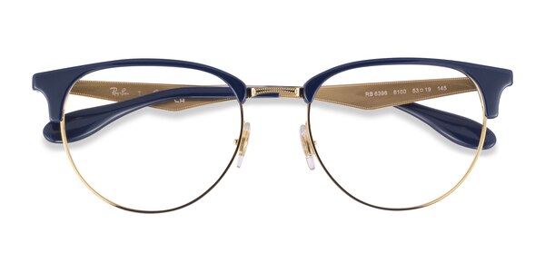 Ray-Ban RB6396 - Browline Blue Gold Frame Eyeglasses | Eyebuydirect Canada