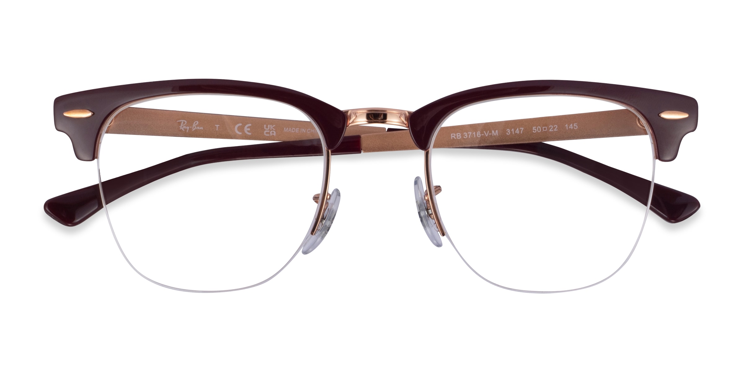 Ray-Ban RB3716VM - Browline Dark Purple Frame Glasses For Women ...