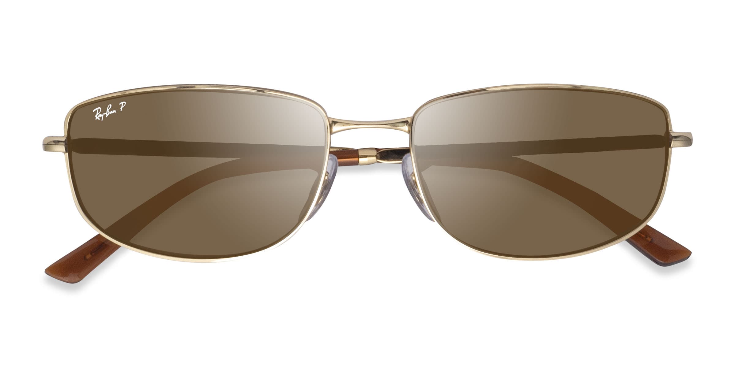 Ray-Ban RB3732 - Rectangle Gold Frame Prescription Sunglasses ...