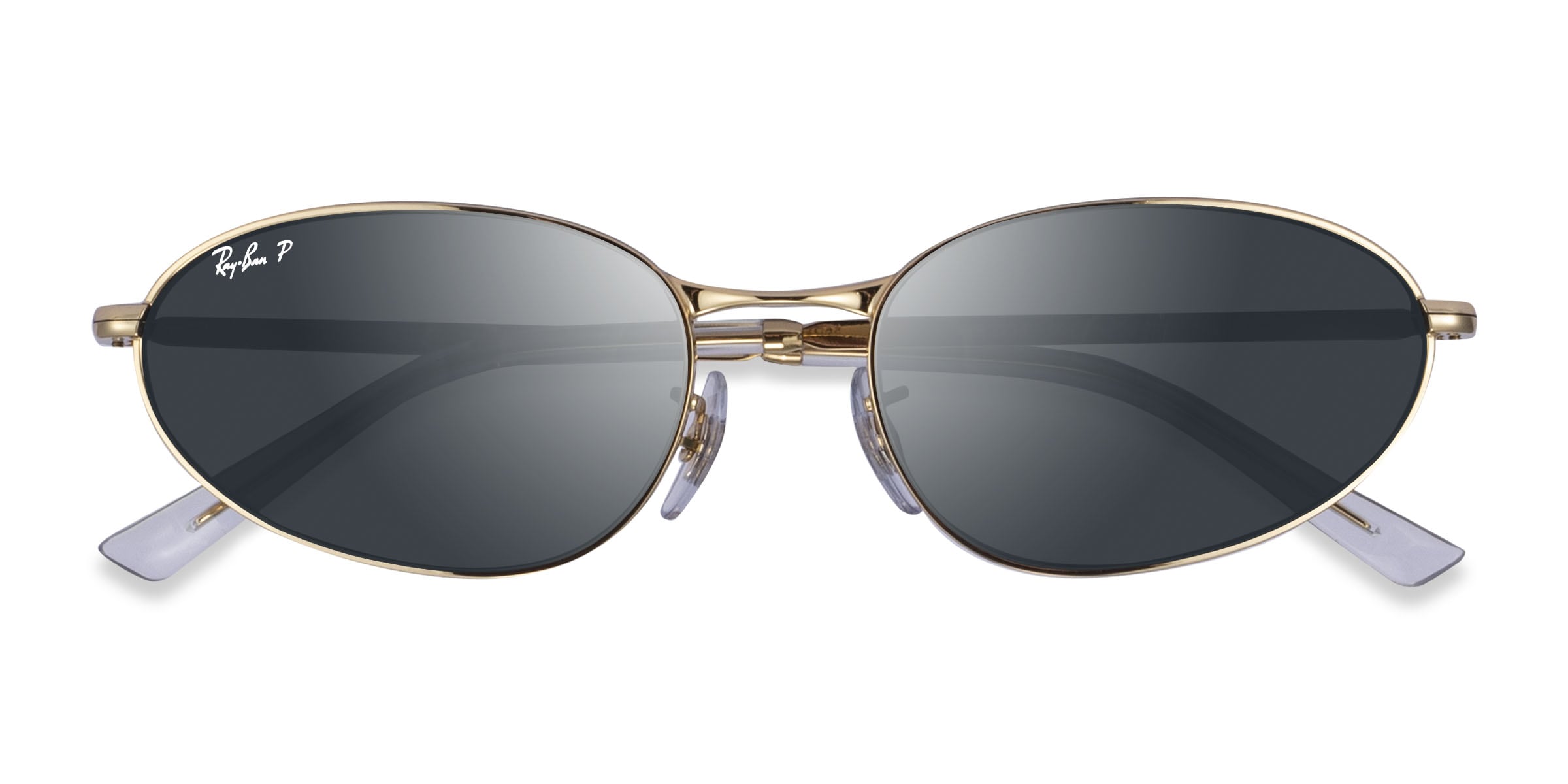 Ray-Ban RB3734 - Oval Shiny Gold Frame Prescription Sunglasses ...