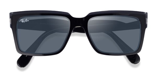 RAY-BAN RB2191 - Rectangle Black Clear Frame Prescription Sunglasses ...