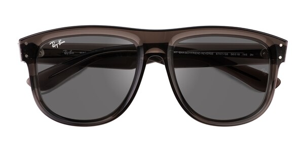 Ray-Ban Boyfriend Reverse - Aviator Transparent Dark Gray Frame ...