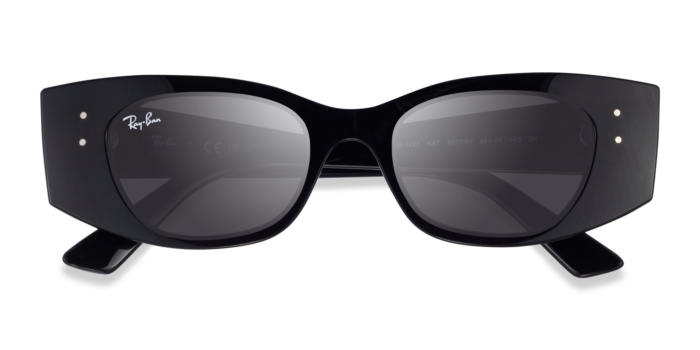 Ray-Ban RB4427 Kat - Rectangle Black Frame Prescription Sunglasses ...