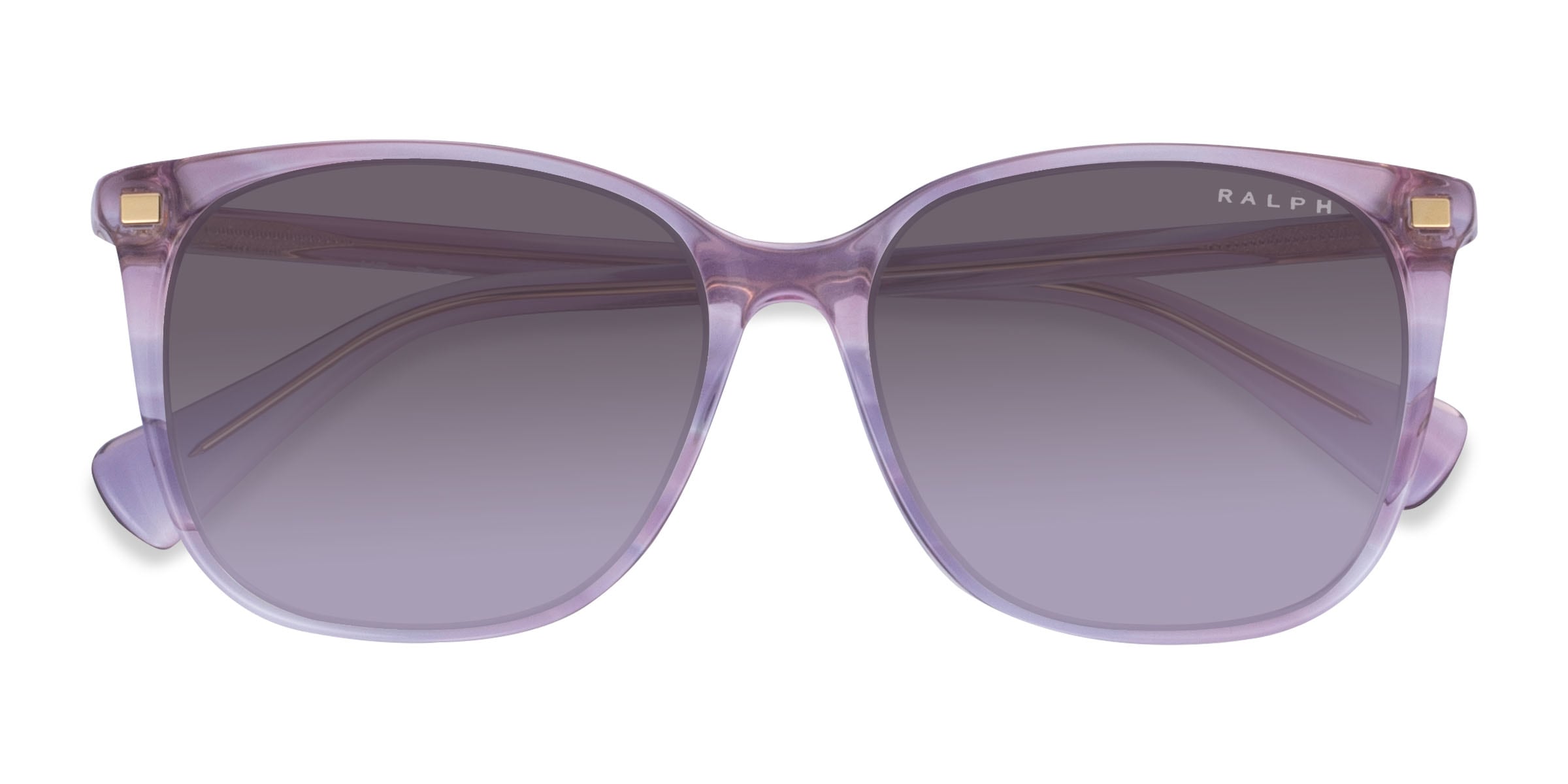 Ralph RA5293 - Square Shiny Striped Purple Frame Sunglasses For Women ...