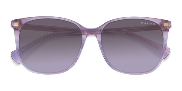 Ralph RA5293 - Square Shiny Striped Purple Frame Sunglasses For Women ...